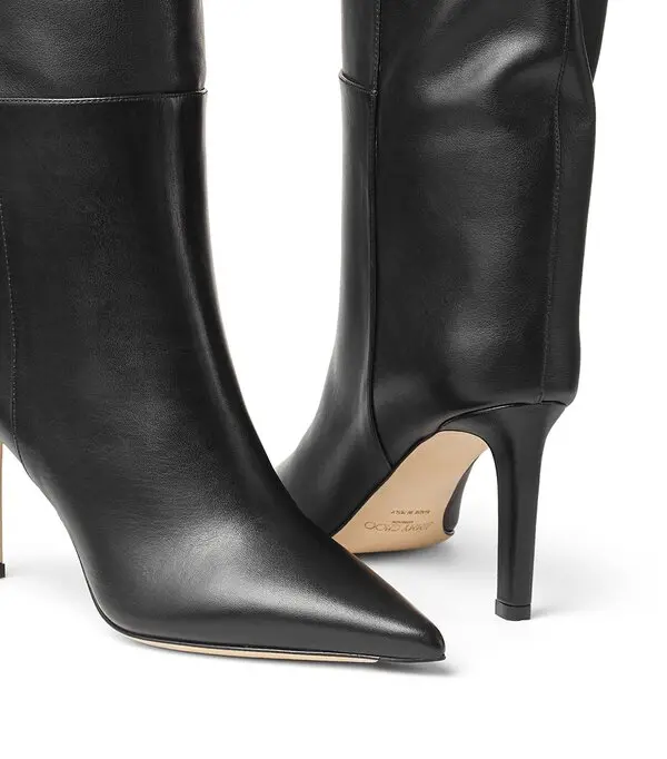 JIMMY CHOO Alizze 85 Leather Knee-high Boots - Black
