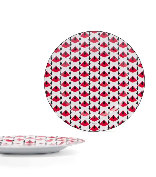 Prada Set Of 2 Porcelain Vienna Dessert Plates - Black