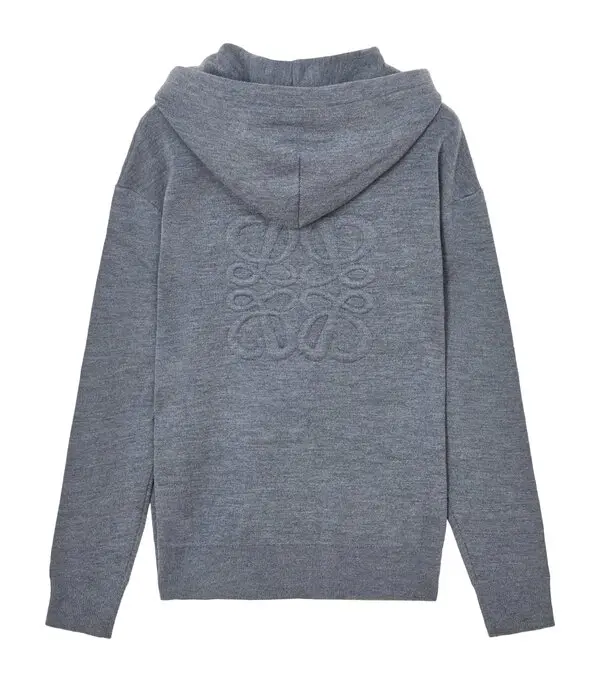Loewe Wool Anagram Zip-up Hoodie - Grey