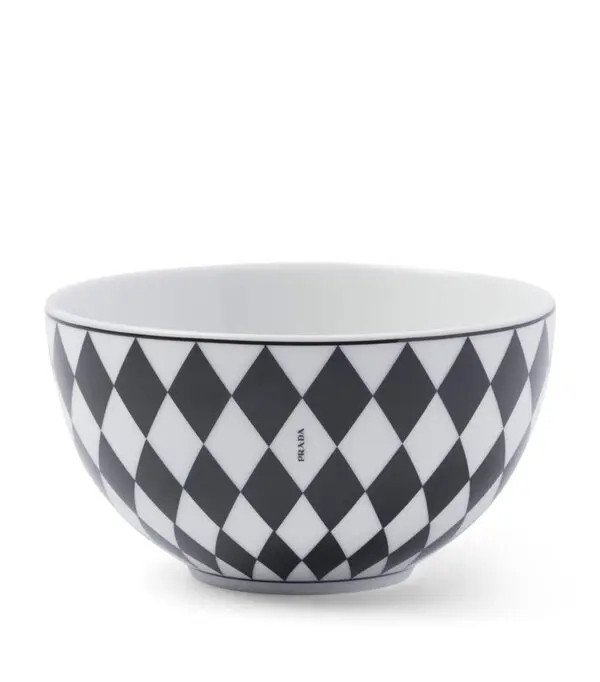 Prada Set Of 2 Porcelain Chequerboard Cereal Bowls