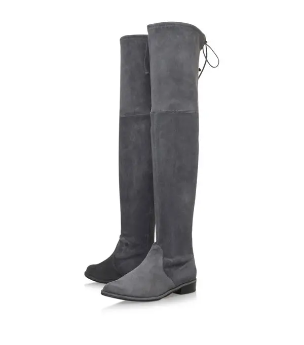 STUART WEITZMAN Suede Thigh High Boots - Grey