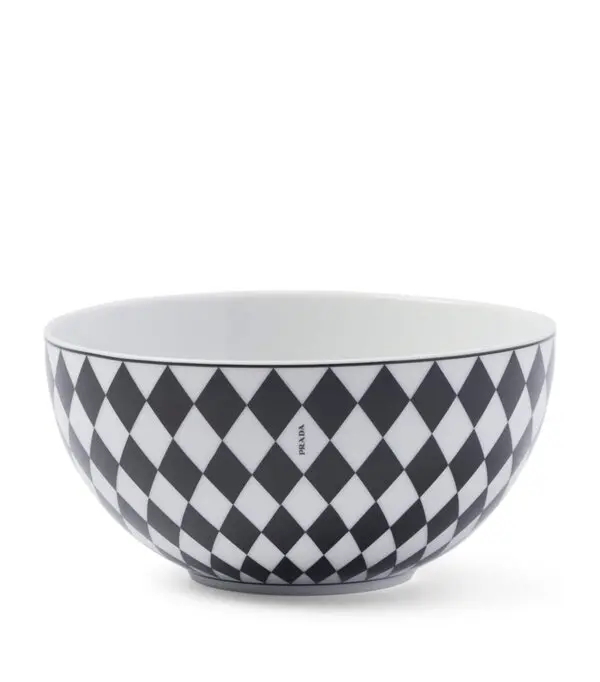 Prada Set Of 2 Chequerboard Soup Bowls