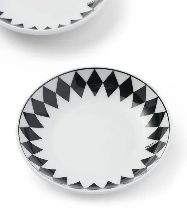 Prada Set Of 2 Porcelain Chequerboard Sauce Bowls