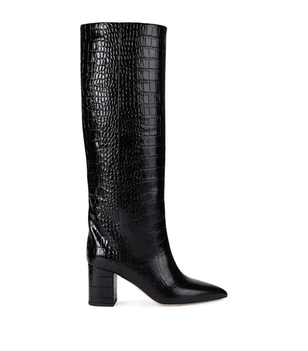 Paris Texas Croc-embossed Leather Knee-high Boots With Block Heel