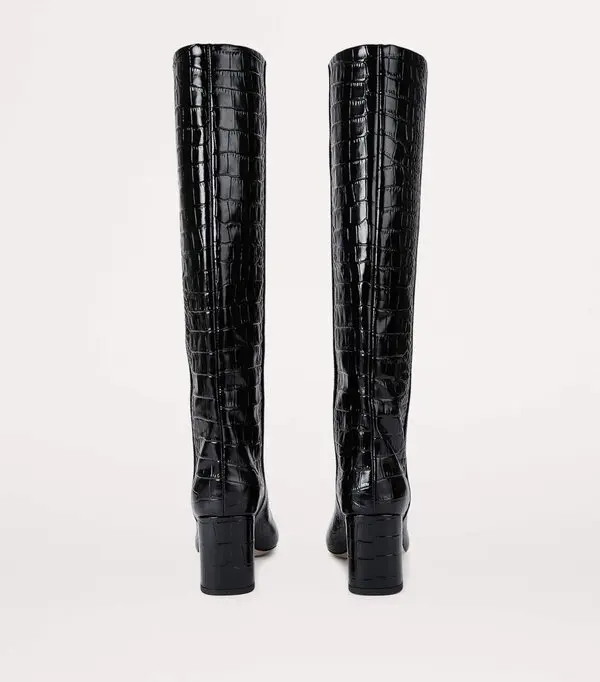 Paris Texas Croc-embossed Leather Knee-high Boots With Block Heel