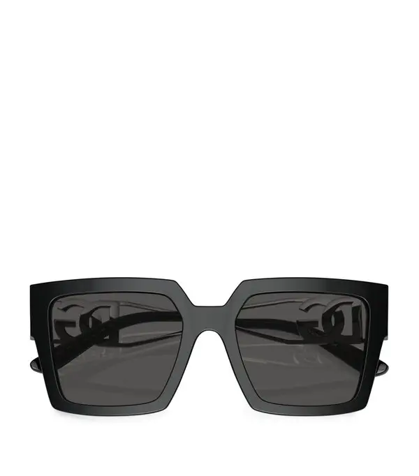Dolce & Gabbana Oversized Square Frame Sunglasses With Crystal Embellished Logo