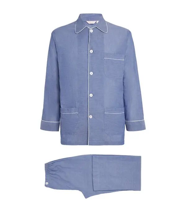 Derek Rose Amalfi Classic Fit Pyjama Set - Blue