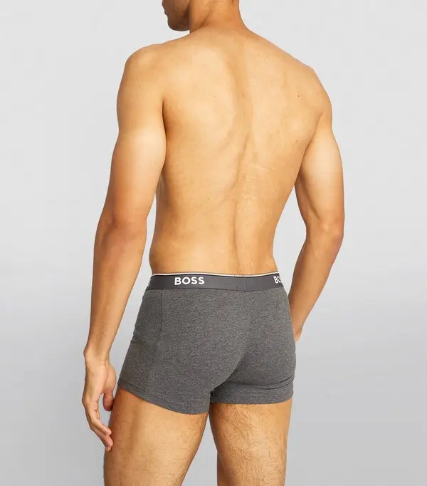 BOSS Stretch-cotton Logo Trunks - Grey