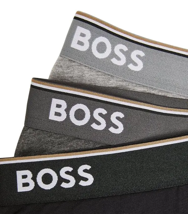 BOSS Stretch-cotton Logo Trunks - Grey