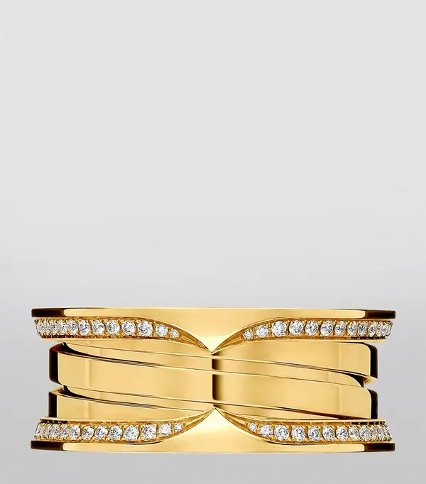 BVLGARI B.zero1 Three-band Ring With Diamonds In Yellow