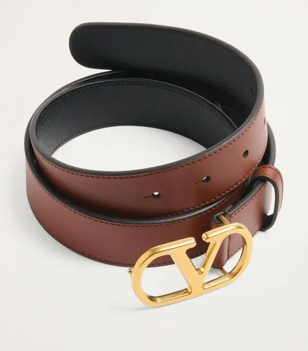 Valentino Garavani Leather Vlogo Signature Belt - Brown