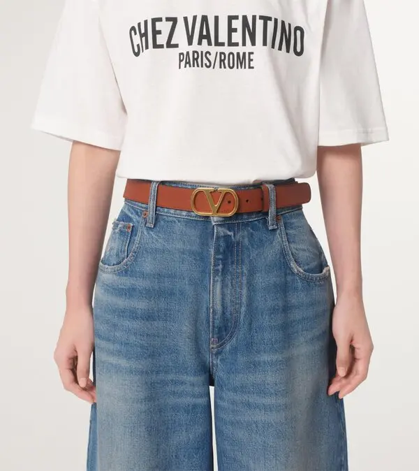 Valentino Garavani Leather Vlogo Signature Belt - Brown