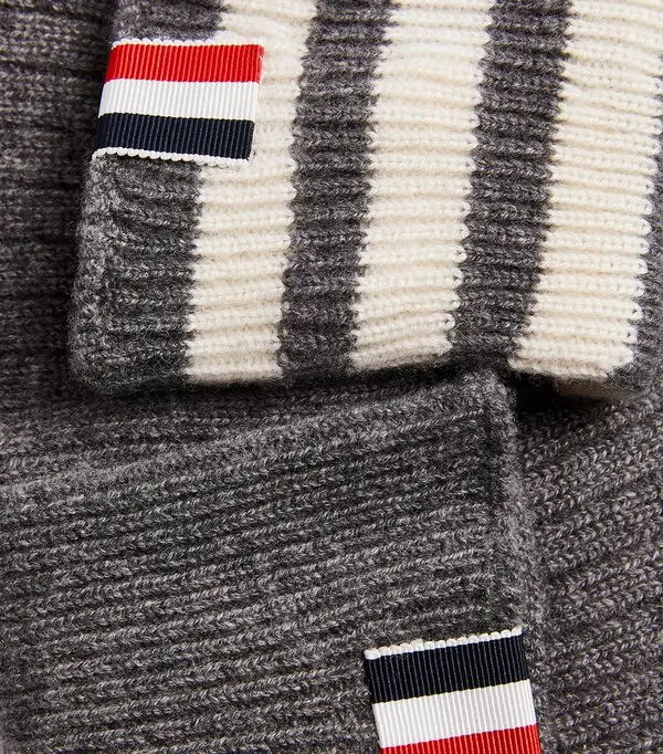 Thom Browne Cashmere 4-bar Gloves - Grey