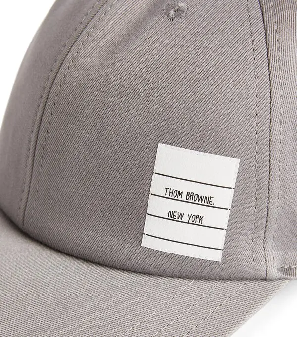 Thom Browne Name Tag Baseball Cap - Grey