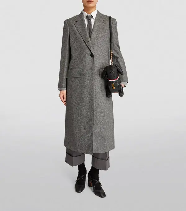 Thom Browne Tailored Wide-lapel Overcoat - Grey