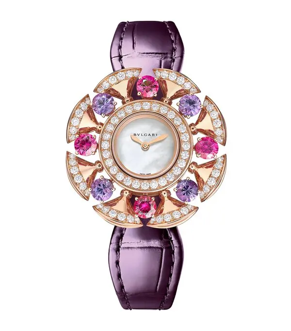 BVLGARI Divas' Dream Rose Gold Watch - White
