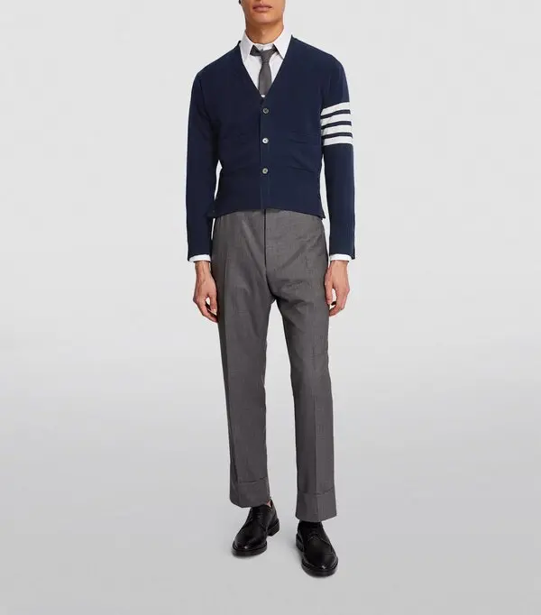 Thom Browne Cashmere Cardigan With Tricolour Stripes