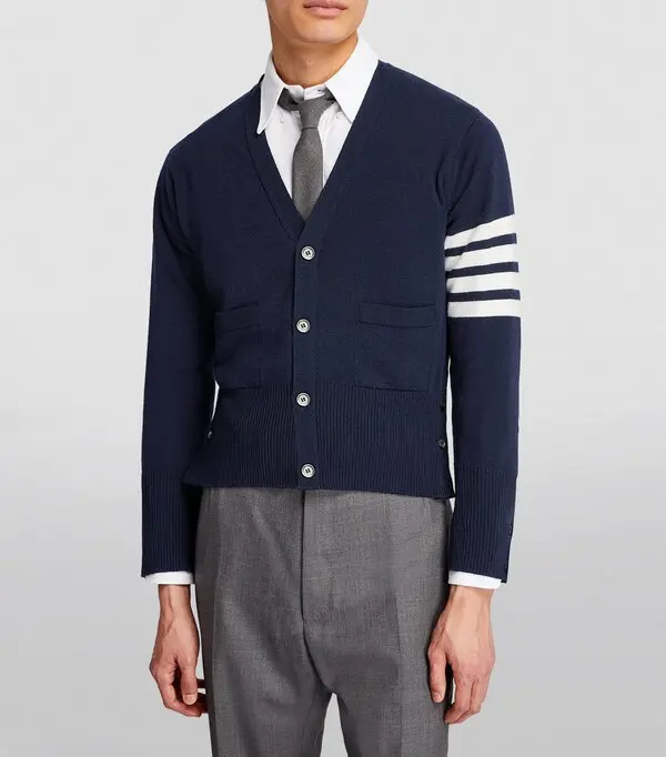 Thom Browne Cashmere Cardigan With Tricolour Stripes
