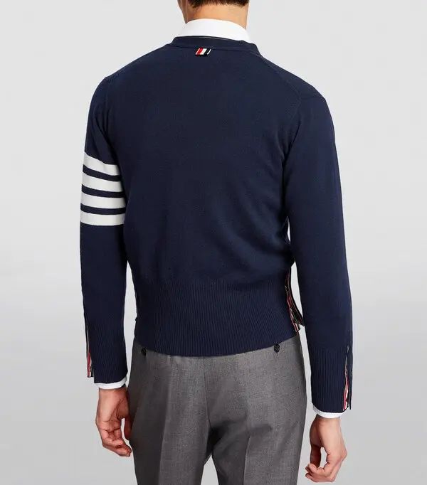 Thom Browne Cashmere Cardigan With Tricolour Stripes