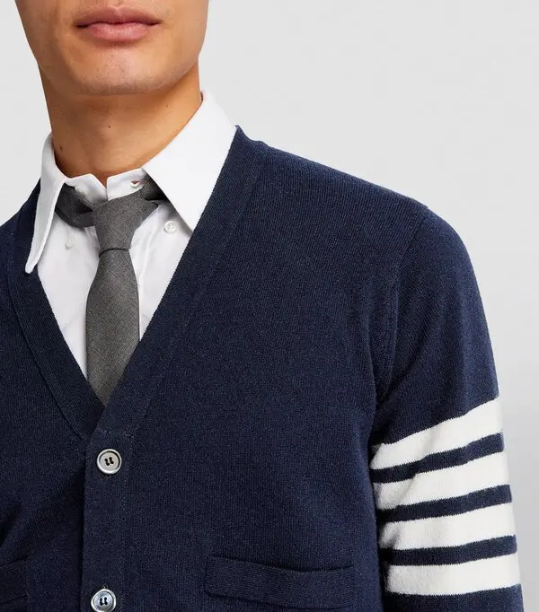 Thom Browne Cashmere Cardigan With Tricolour Stripes