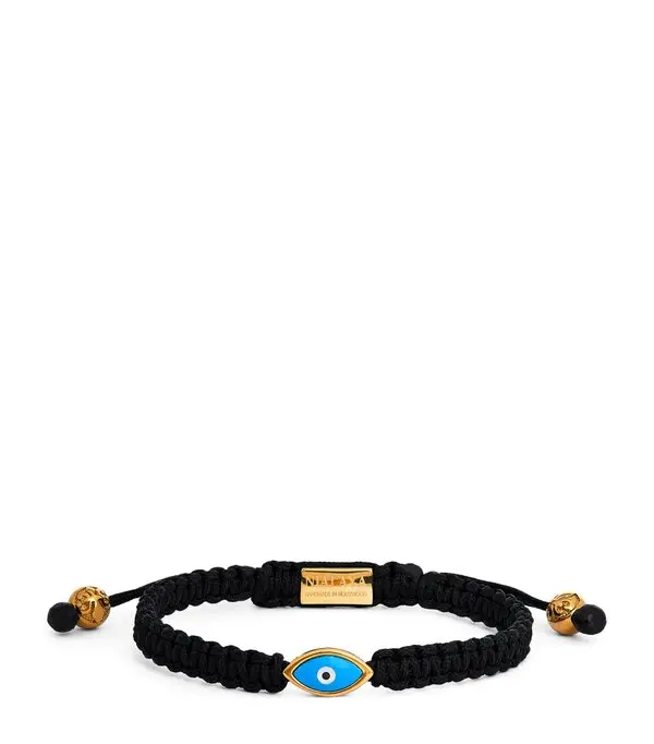 NIALAYA JEWELRY Braided Evil Eye Sterling Silver Bracelet - Black