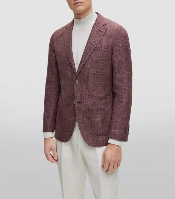 BOSS Wool-silk Check Jacket