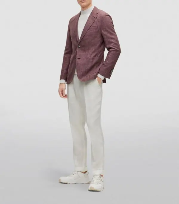 BOSS Wool-silk Check Jacket
