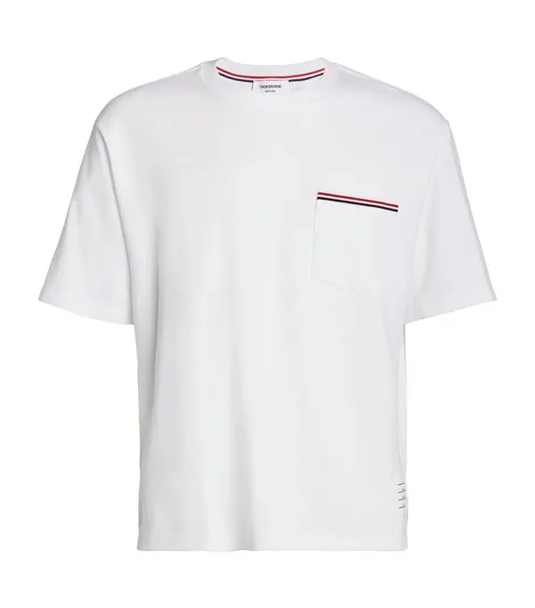 Thom Browne Oversized Tricolour Pocket T-shirt - White