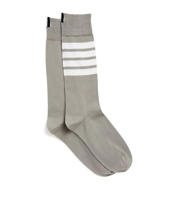Thom Browne Cotton-blend 4-bar Mid-calf Socks - Grey