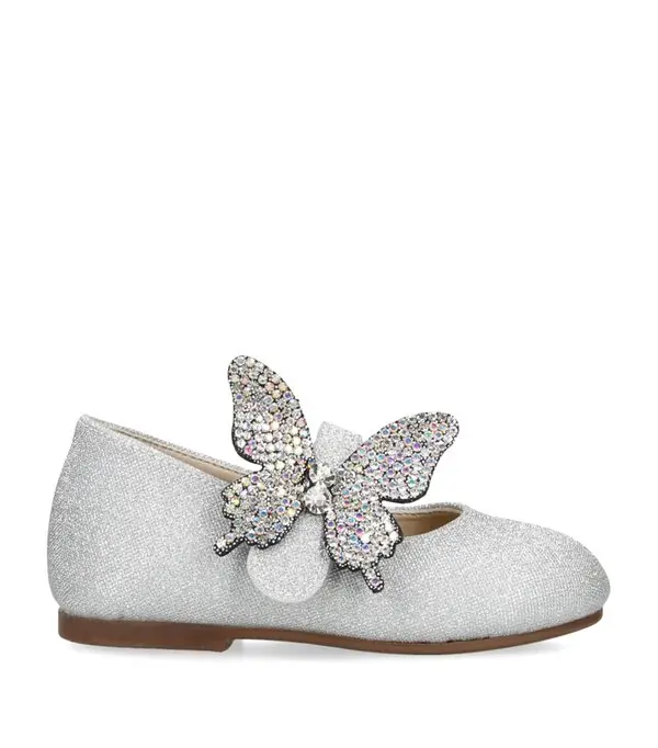 BABYWALKER Crystal Butterfly Ballet Flats - Silver
