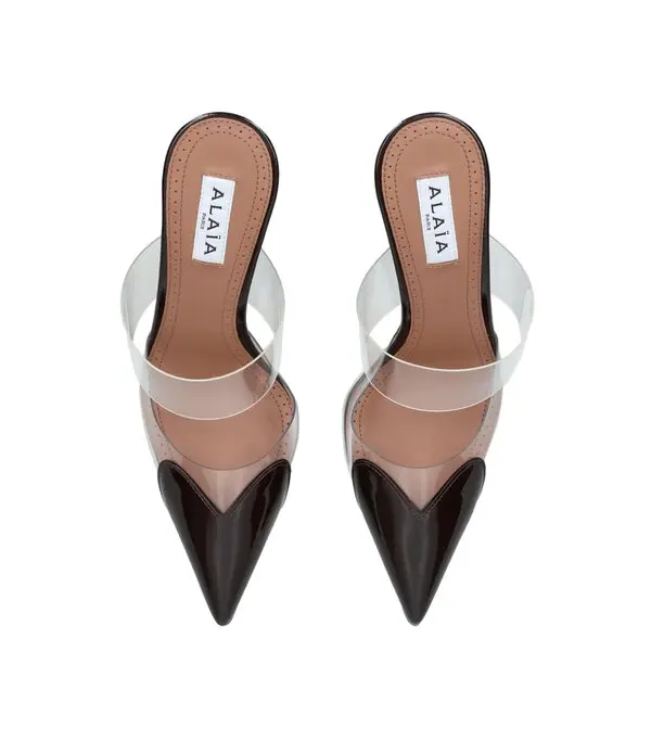 Alaïa Patent Leather Le Coeur Mules - Purple