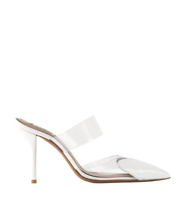 Alaïa Le Coeur 90 Patent Leather Mules - White