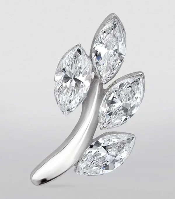 MARIA TASH Diamond Vine Threaded Stud Earring - White