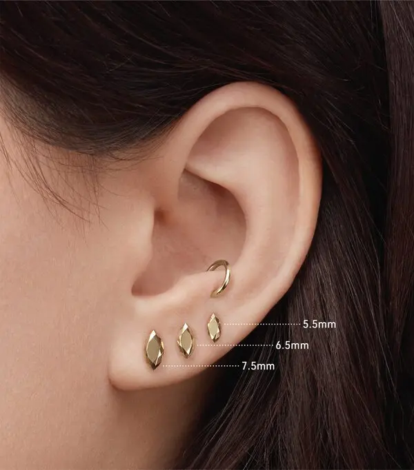 MARIA TASH Faceted Marquise Threaded Stud Earring