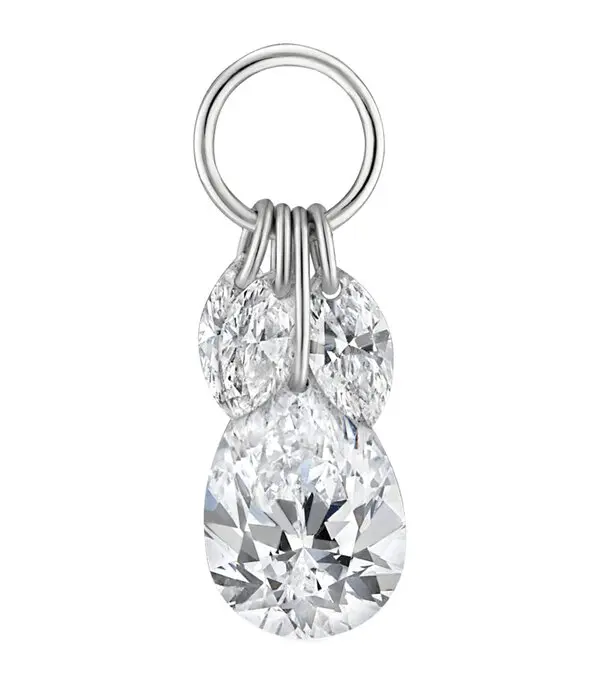 MARIA TASH Floating Pear Diamond Plume Charm - White