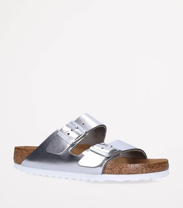 BIRKENSTOCK Leather Arizona Sandals - Silver