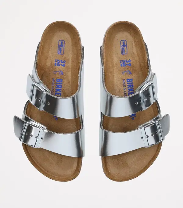 BIRKENSTOCK Leather Arizona Sandals - Silver
