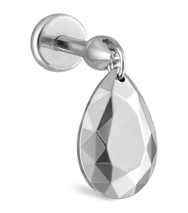 MARIA TASH Faceted Pear Threaded Charm Earring - White