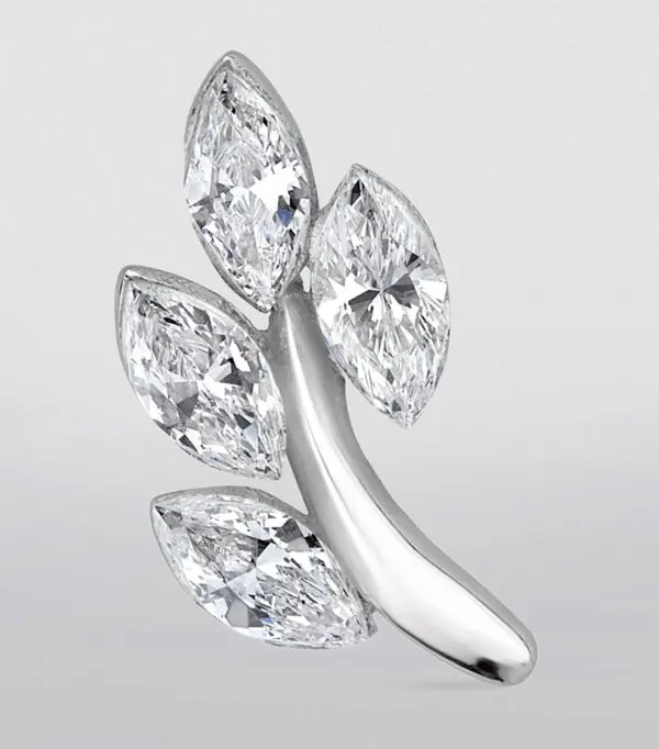 MARIA TASH Diamond Vine Threaded Stud Earring - White