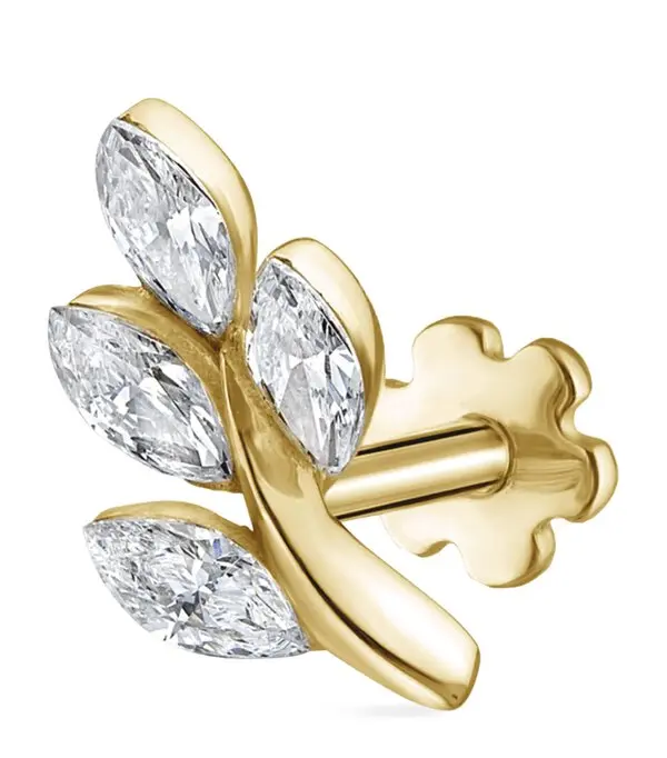 MARIA TASH Diamond Vine Threaded Stud Earring - Gold