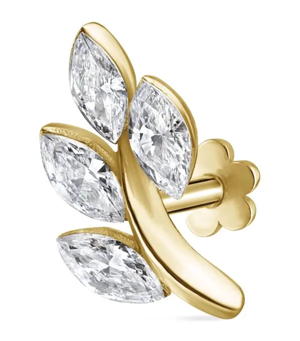 MARIA TASH Diamond Vine Threaded Stud Earring - Gold