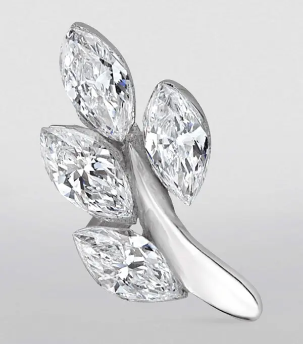 MARIA TASH Diamond Vine Threaded Stud Earring - White
