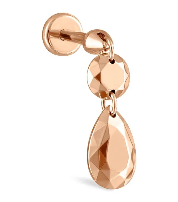 MARIA TASH Double Faceted Gold Threaded Charm Single Stud Earring - Rose Gold
