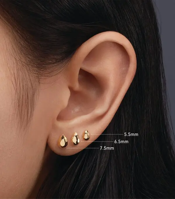 MARIA TASH Faceted Pear Threaded Stud Earring - White