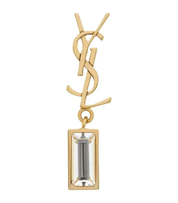 Saint Laurent Crystal-embellished Cassandre Single Earring - Metallic