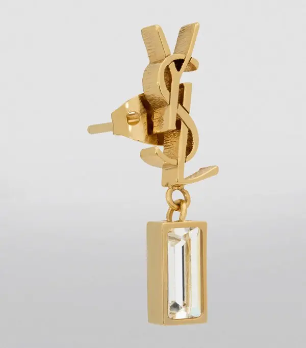 Saint Laurent Crystal-embellished Cassandre Single Earring - Metallic