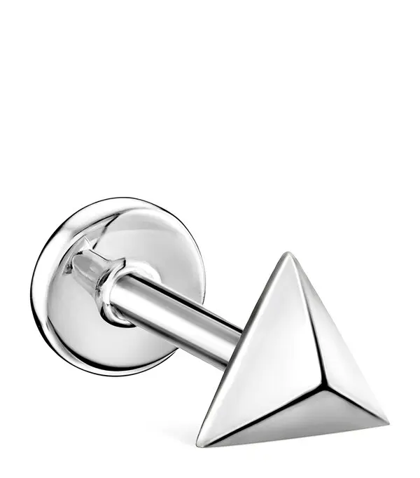 MARIA TASH Gold Faceted Triangle Threaded Stud Earring - White