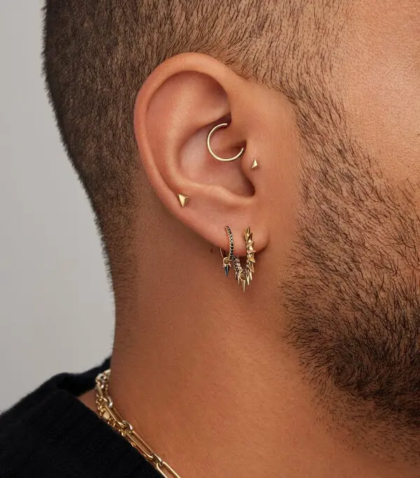 MARIA TASH Gold Faceted Triangle Threaded Stud Earring - White