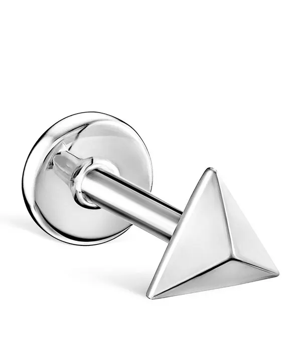 MARIA TASH Gold Faceted Triangle Threaded Stud Earring - White