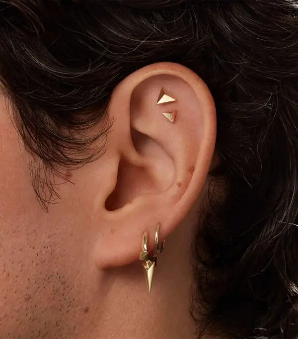 MARIA TASH Faceted Triangle Threaded Stud Earring